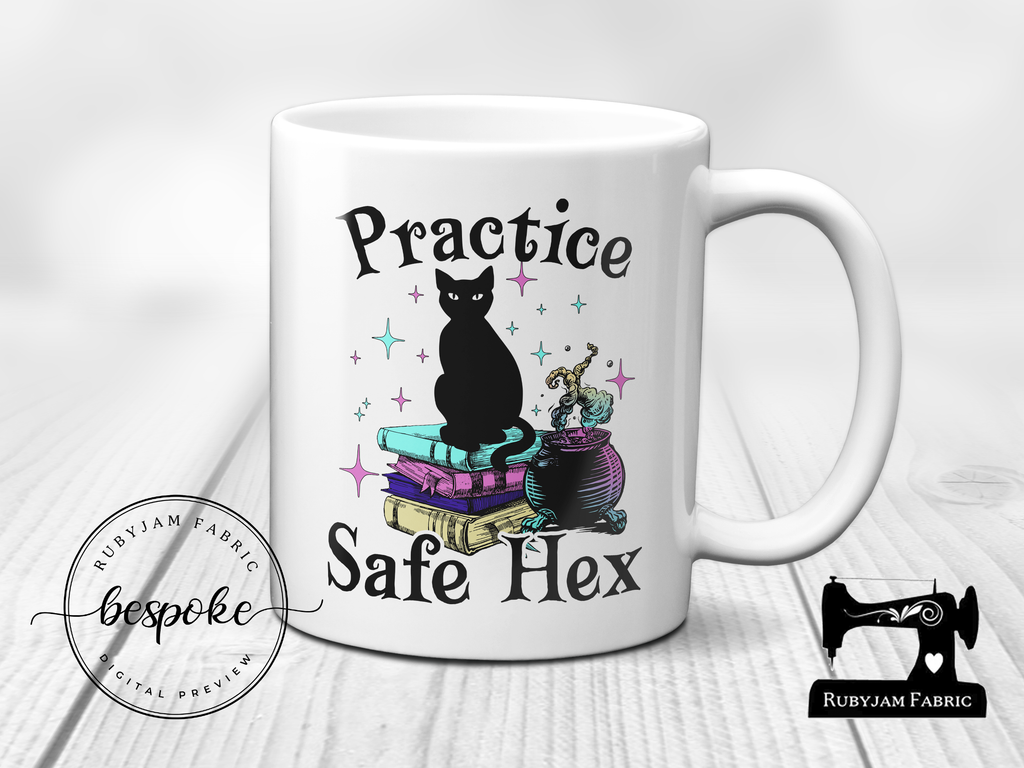 Practice Safe Hex - Mug - Bespoke – Rubyjam Fabric