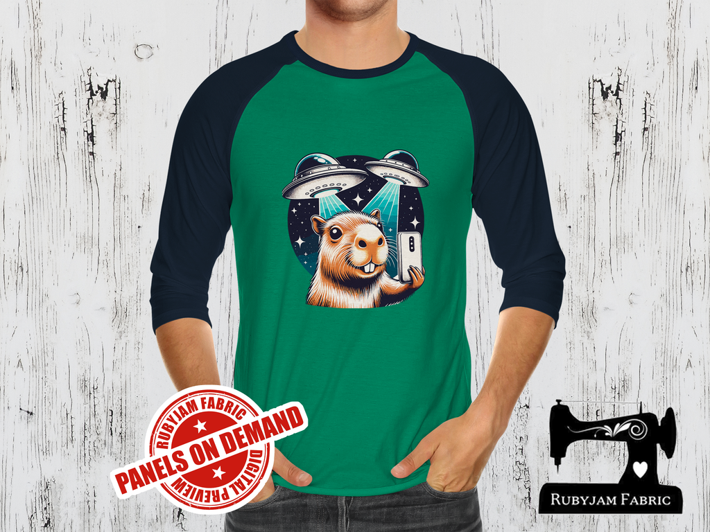 Alien Capybara - GREEN - Panels On Demand – Rubyjam Fabric