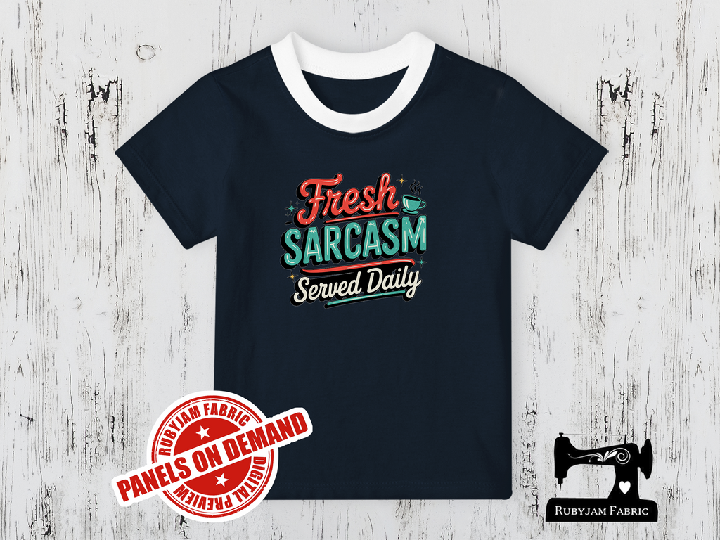 Fresh Sarcasm Served Daily - NAVY BLUE - Panels On Demand – Rubyjam Fabric