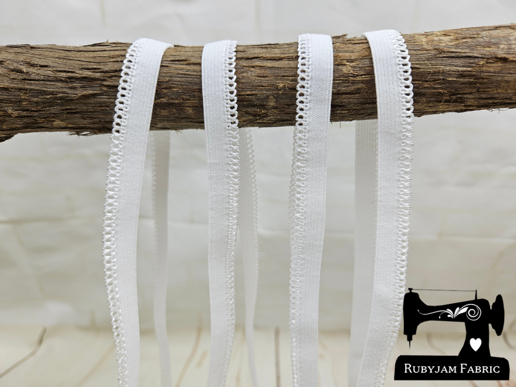 1M WHITE Picot Elastic (Approx 10mm wide) [small loops] – Rubyjam Fabric