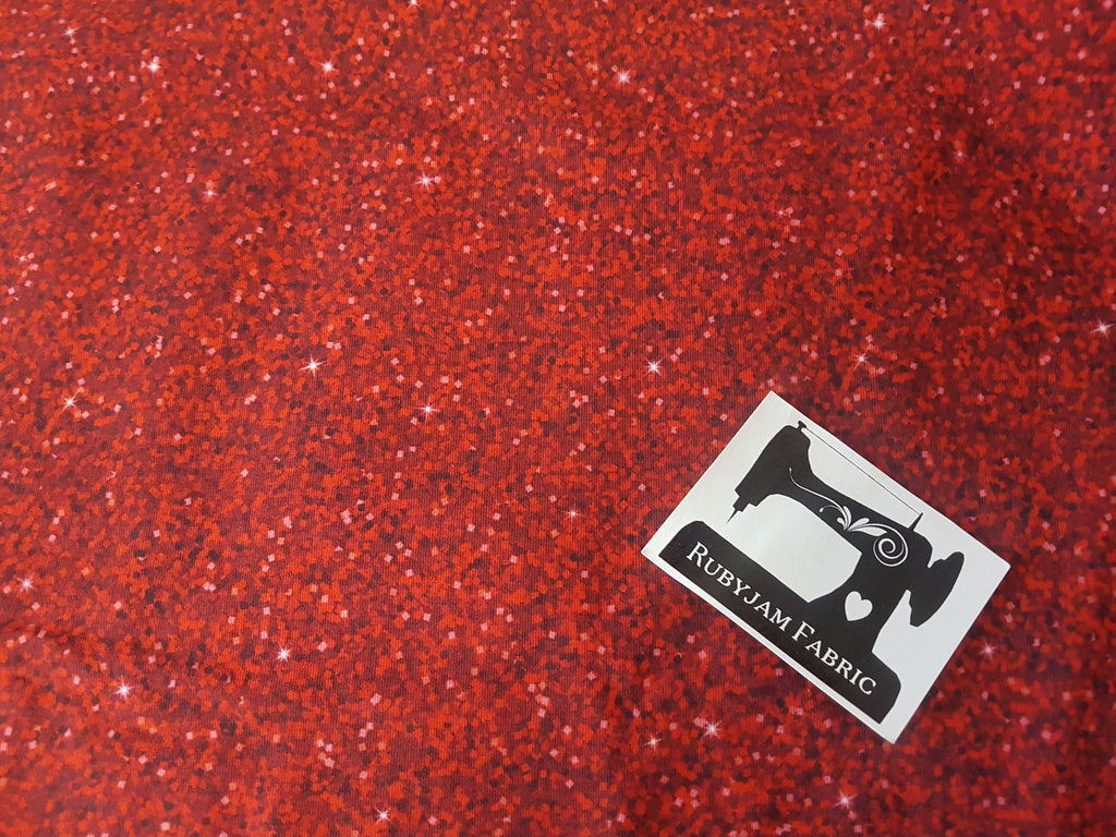 Red Faux Glitter, cotton lycra jersey knit fabric, 150cm wide, 220gsm ...