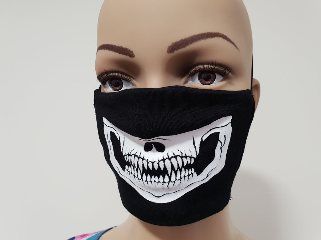 Skull Face Mask Panel - BLACK - Panels On Demand – Rubyjam Fabric