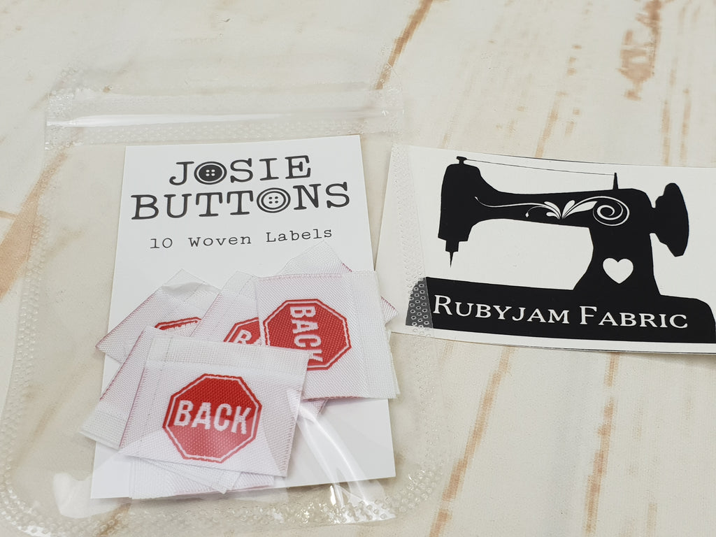 BACK (stop sign) - Labels by Josie Buttons – Rubyjam Fabric