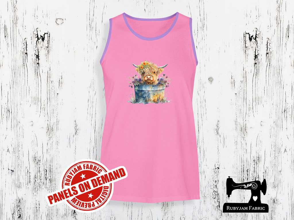 Highland Cow Bucket - LIGHT PINK - Panels On Demand – Rubyjam Fabric