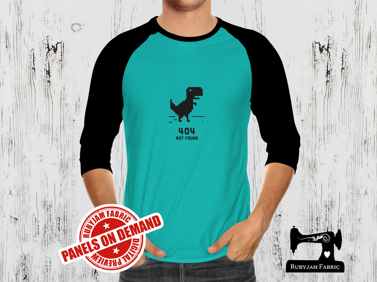 404 Dinosaur - MINT - Panels On Demand – Rubyjam Fabric