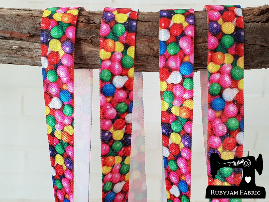 1M Jelly Beans - Printed - 5/8" (16mm) - Fold Over Elastic (FOE ...