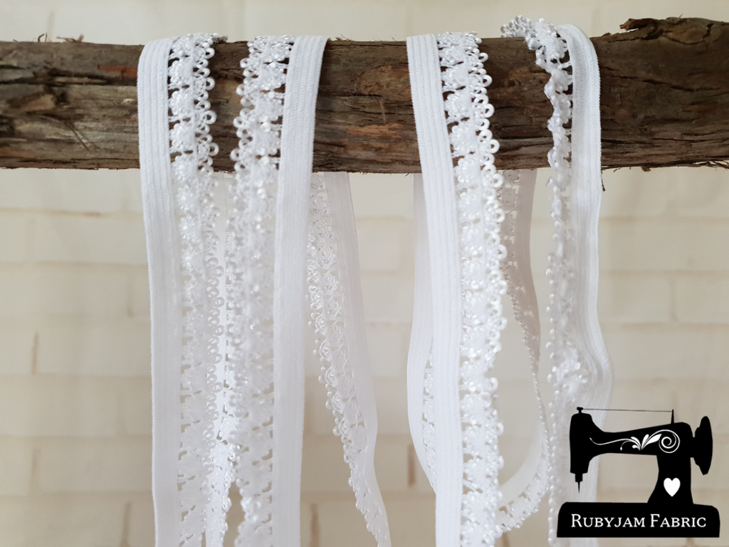 1M WHITE Decorative Elastic Lace Picot Trim (Approx 15mm wide ...